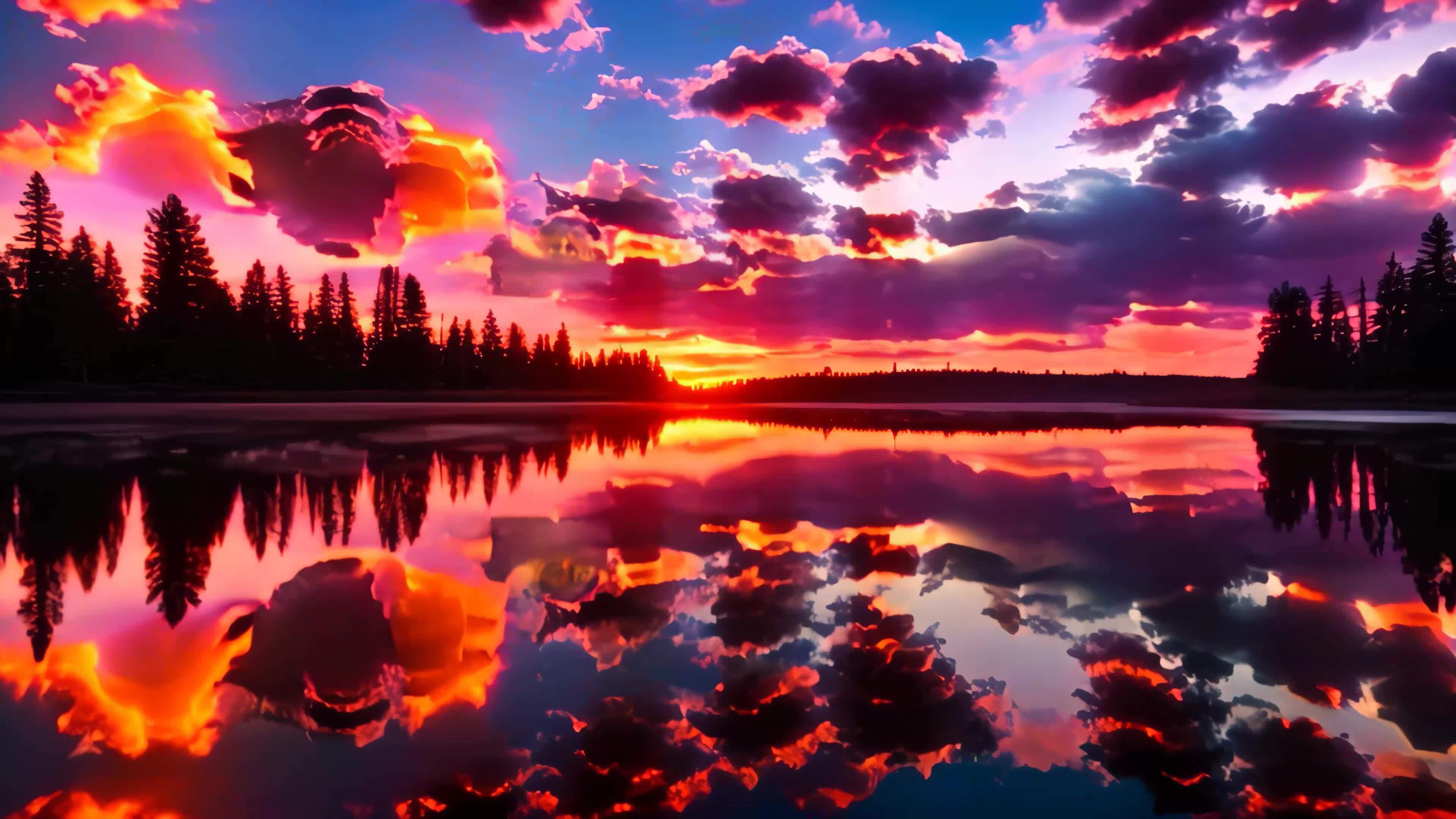 AI generated Witness the grandeur of a breathtaking sunset as the sun casts a warm glow over a ...