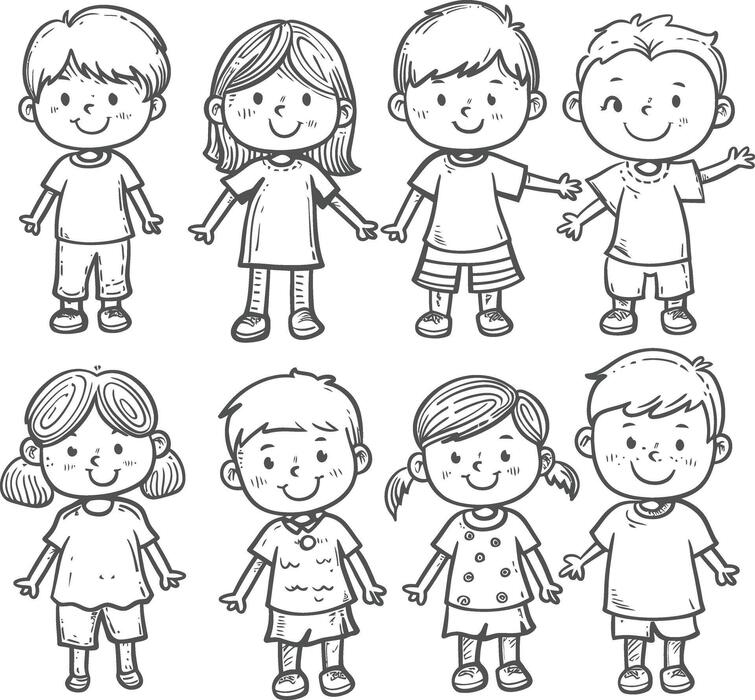 Kids Line Drawing Vector Art, Icons, and Graphics for Free Download