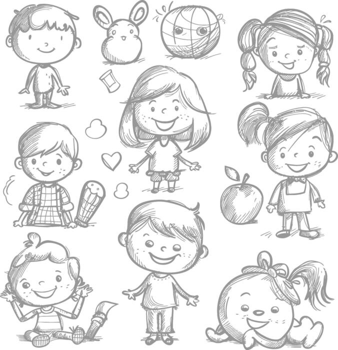 Kids Line Drawing Vector Art, Icons, and Graphics for Free Download