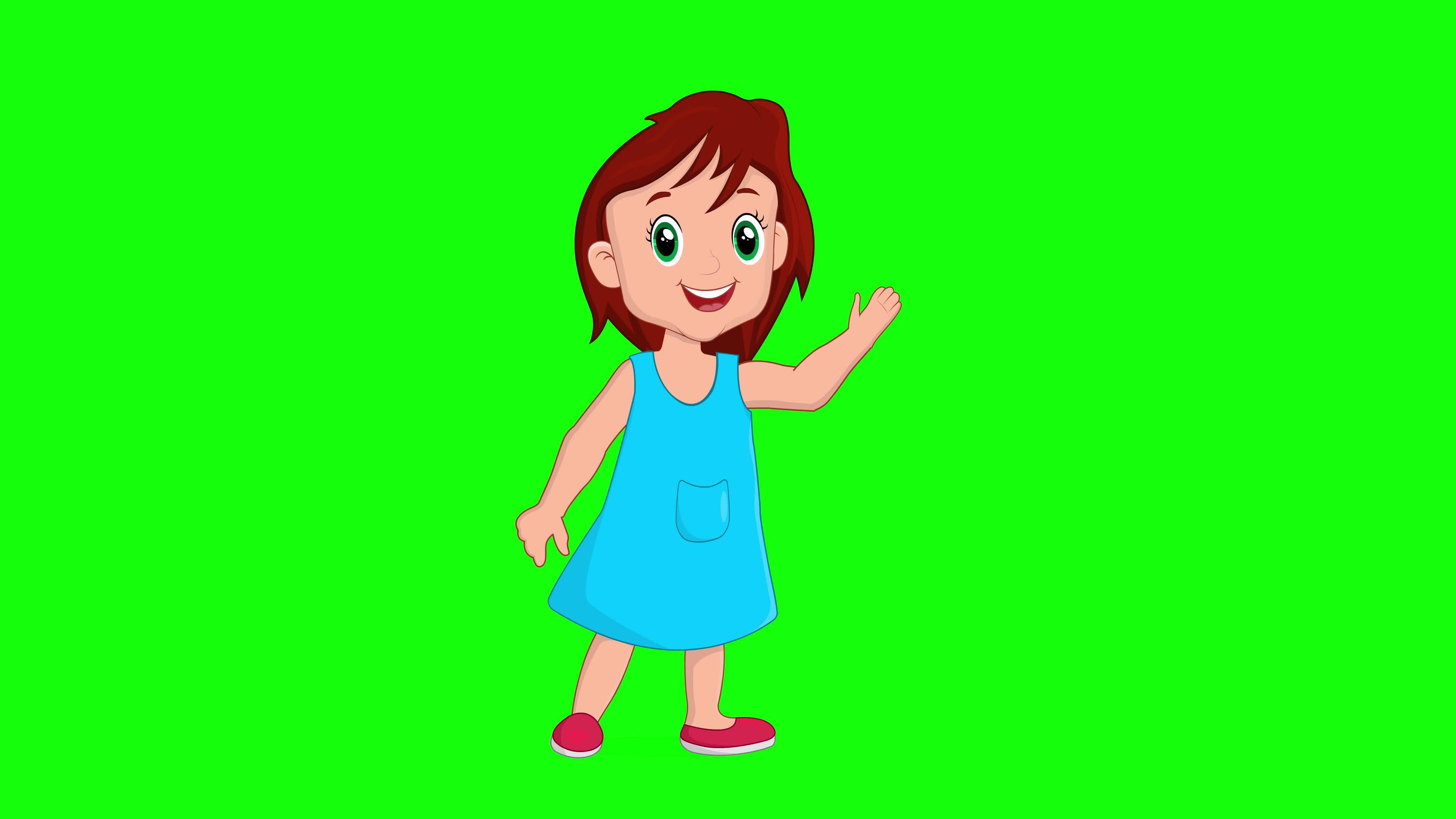 Dibujos Animados Contento Niño Niña Decir Hola 2d Dibujos Animados Personaje Es Diciendo Hola
