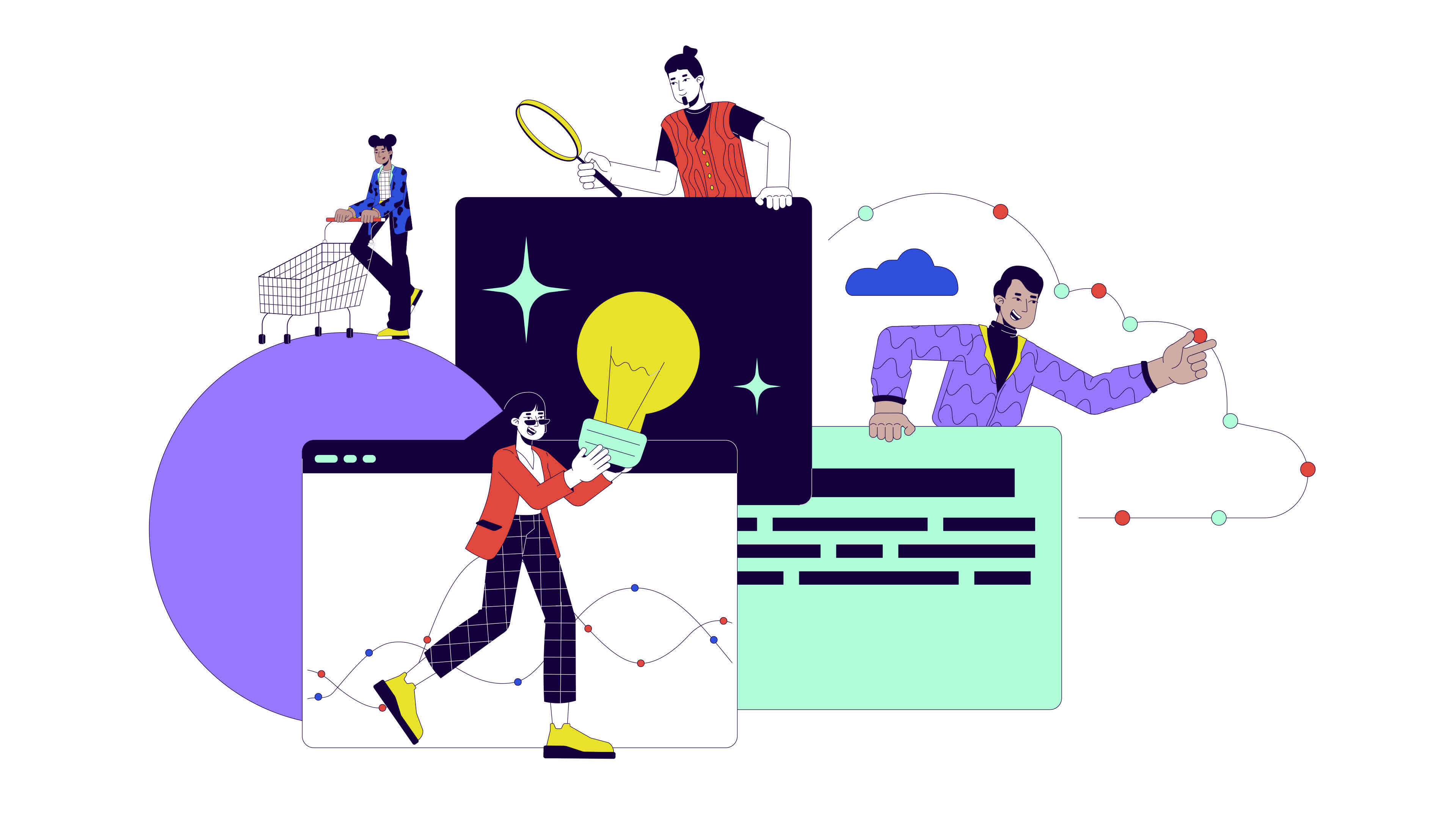 Data Analysis Team Line 2d Animation Web Analysts People Multicultural