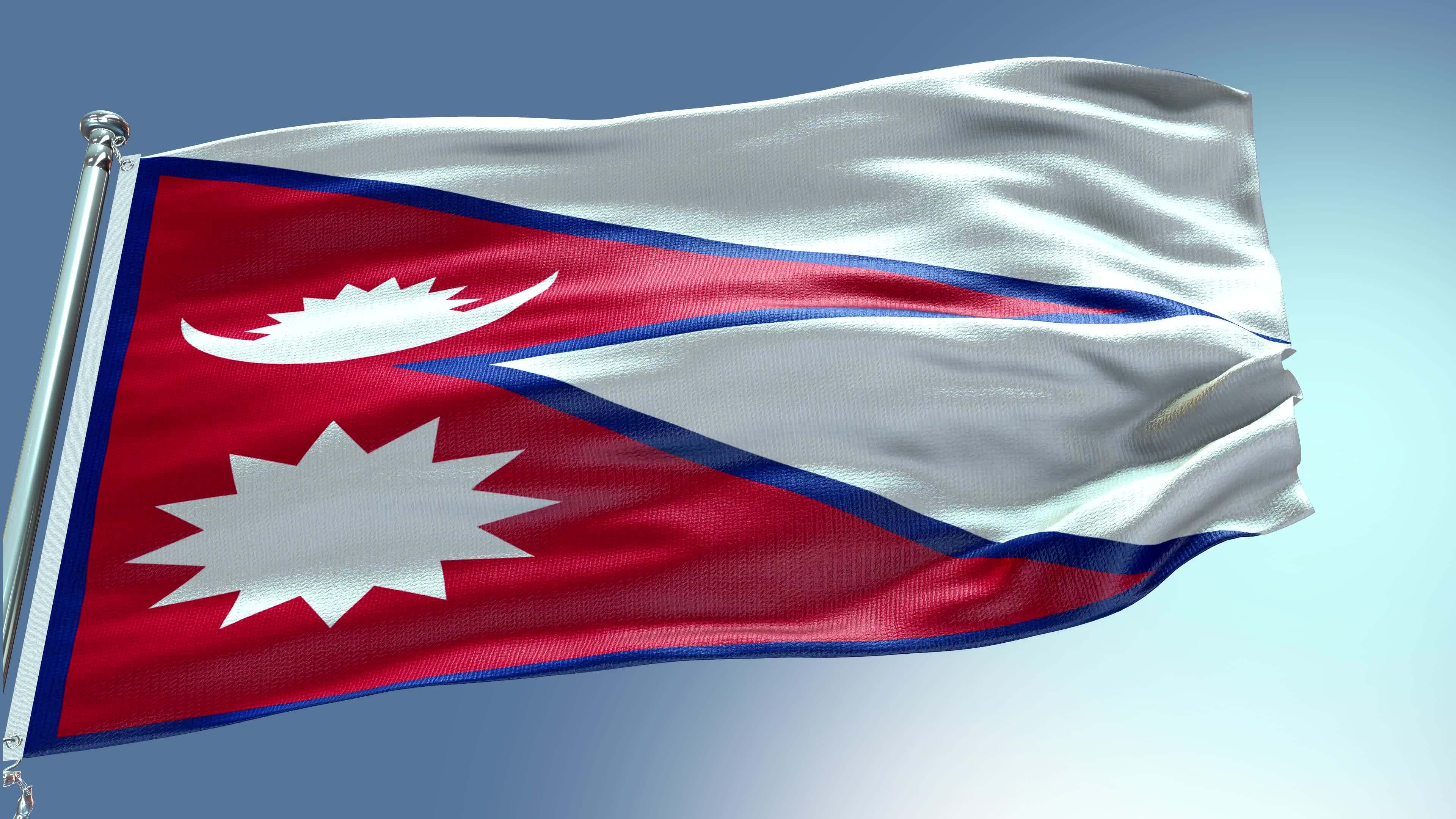 4k Render Nepal Flag Video Waving In Wind Nepal Flag Wave Loop Waving