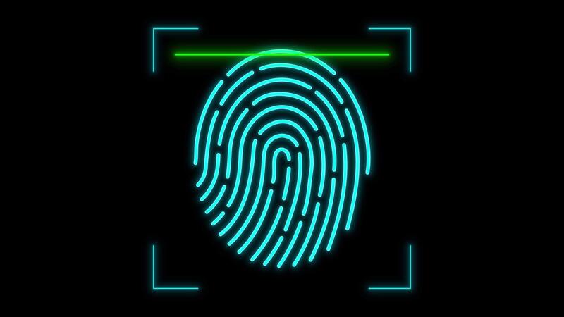 Fingerprint Scanner Animation On Green Screen Background. Digital Scanner For Fingerprint ...