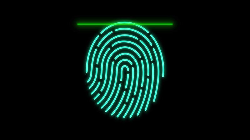 Fingerprint Scanner Animation On Green Screen Background. Digital Scanner For Fingerprint ...