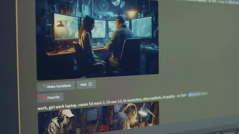 AI Generated Generation process of artistic content by AI on computer ...
