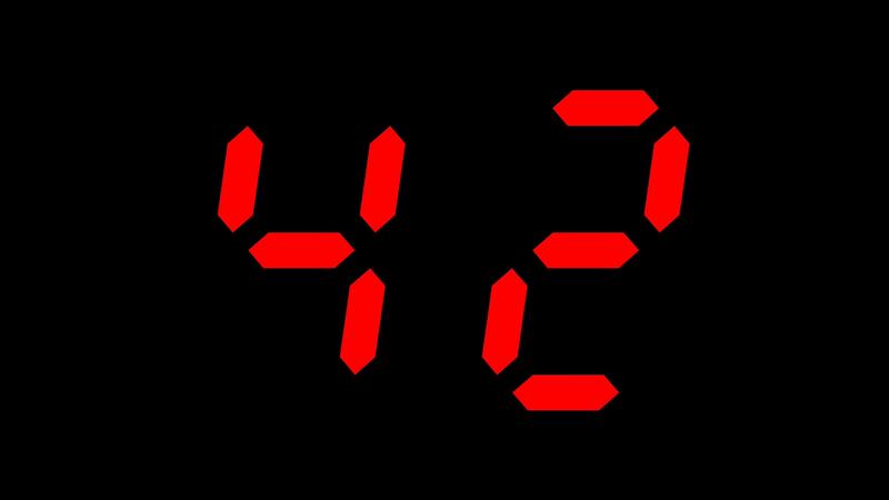 45 seconds countdown timer digital animation from 45 to 0 seconds with red numbers on black ...