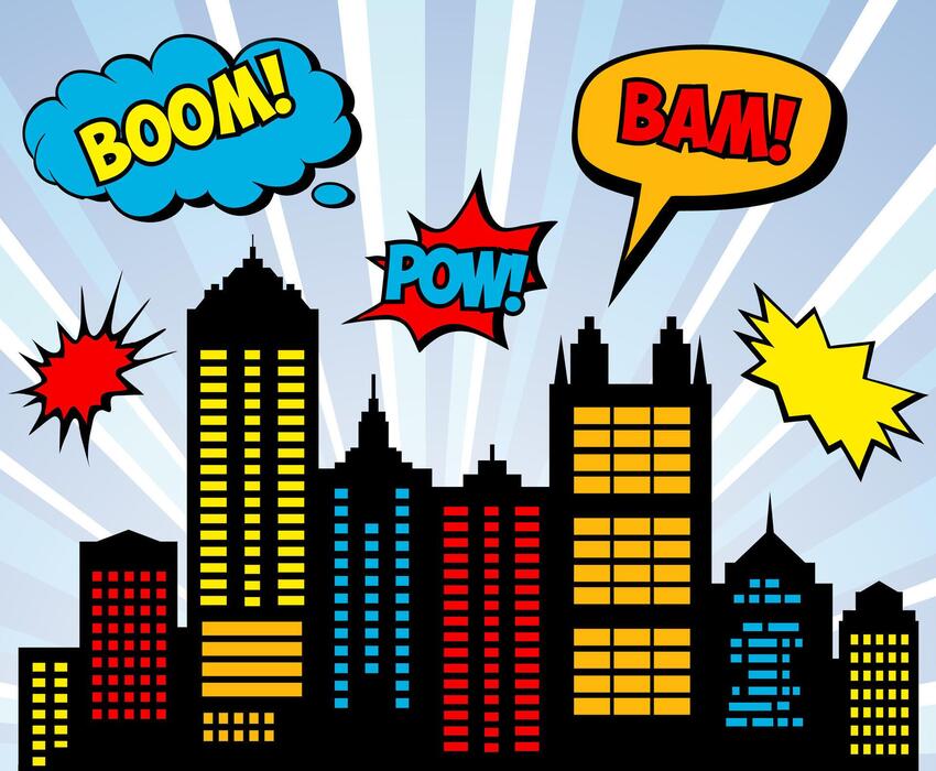 Superhero Skyline Vector Art, Icons, and Graphics for Free Download