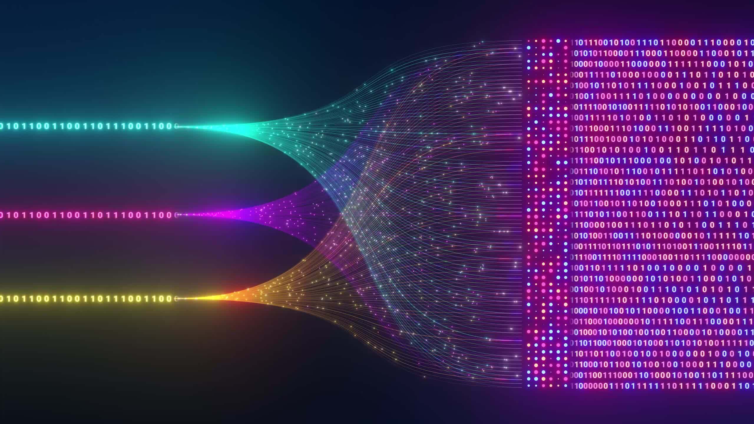 Colorful Illustrative 3d Animation Of Neural Network Deep Learning