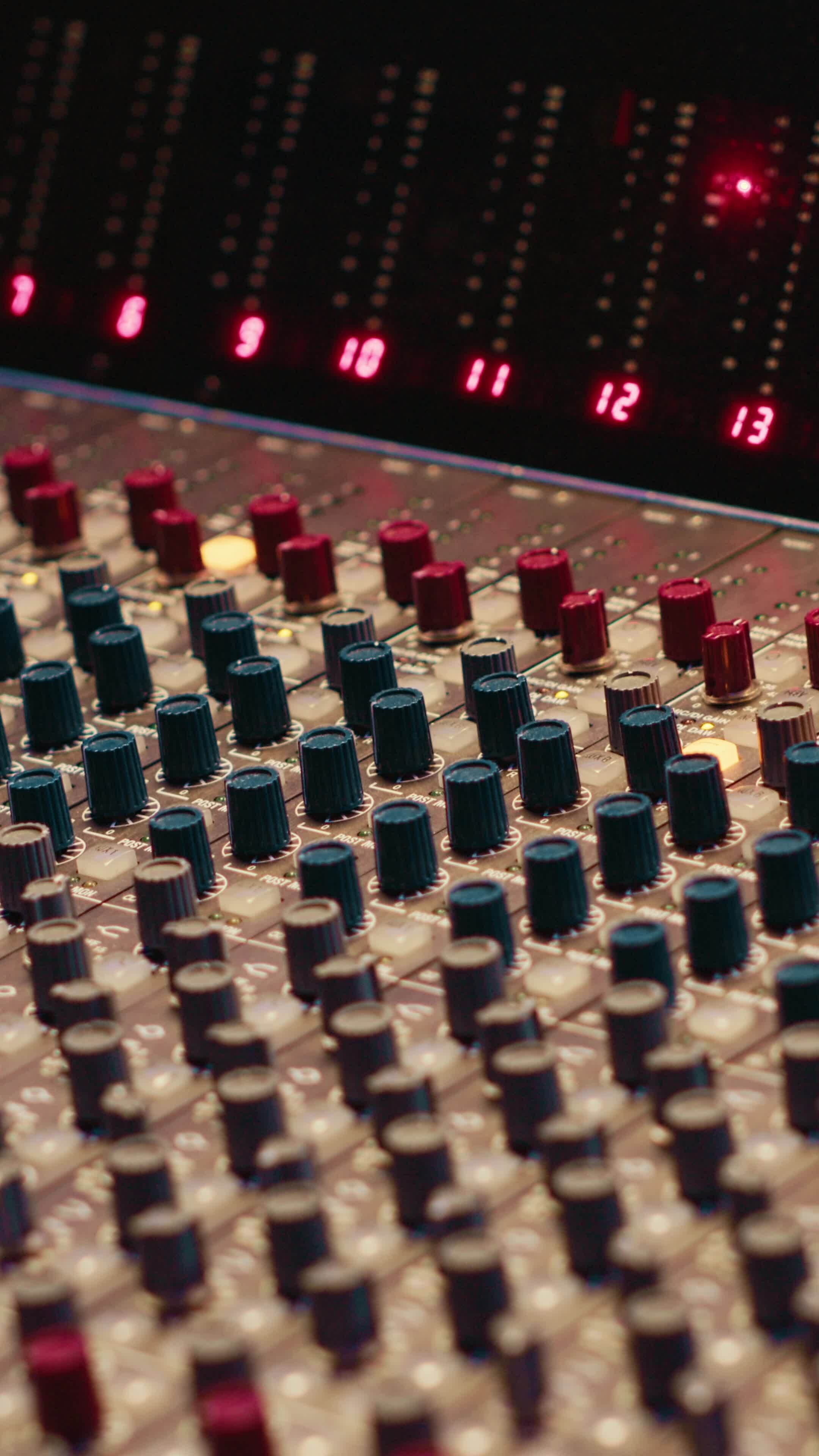 Vertical Control Room Desk Equipped With Motorized Faders And Amplifier