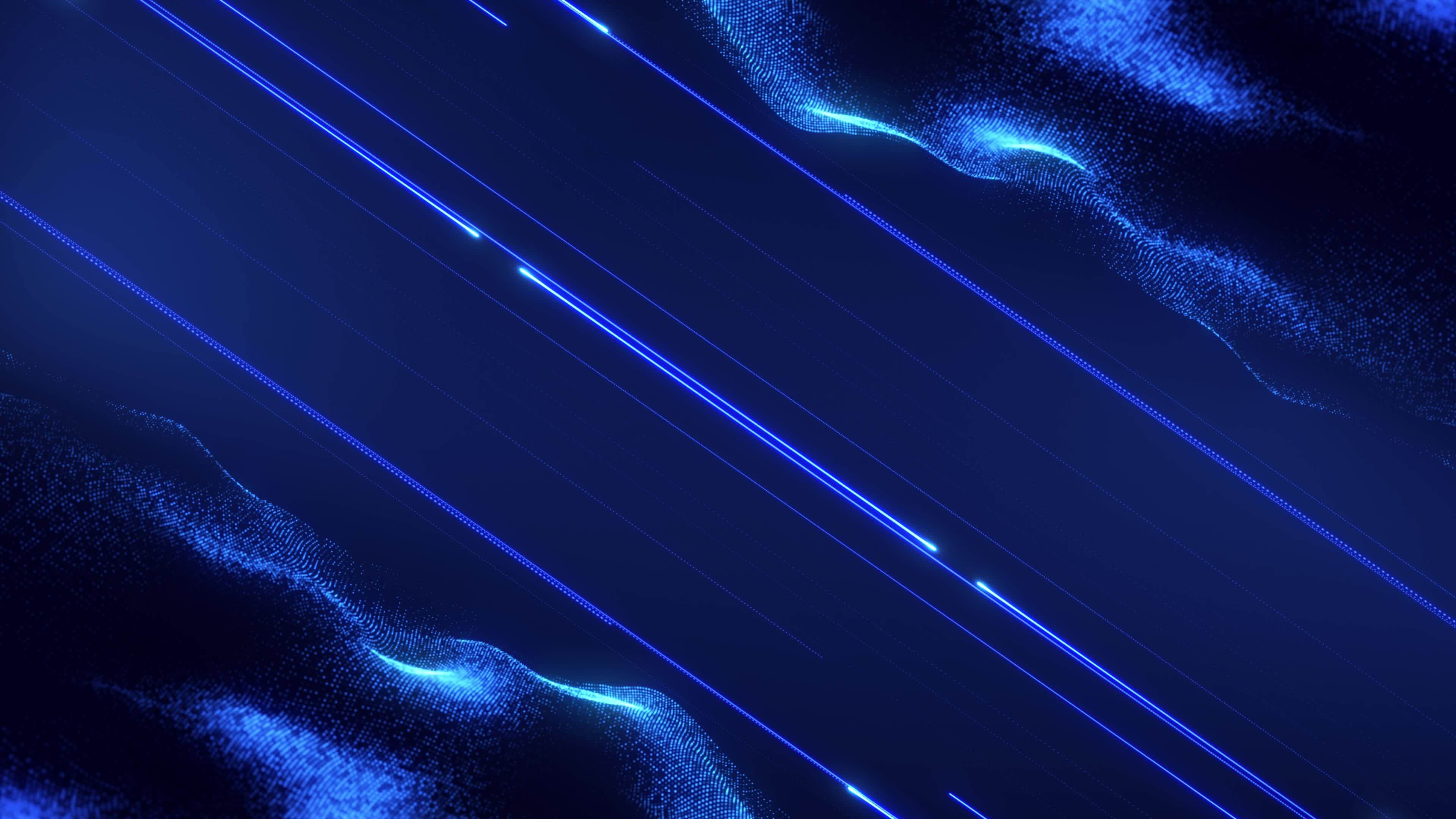 Abstract digital dynamic particle waves with light motion lights background, data flow, cyber ...