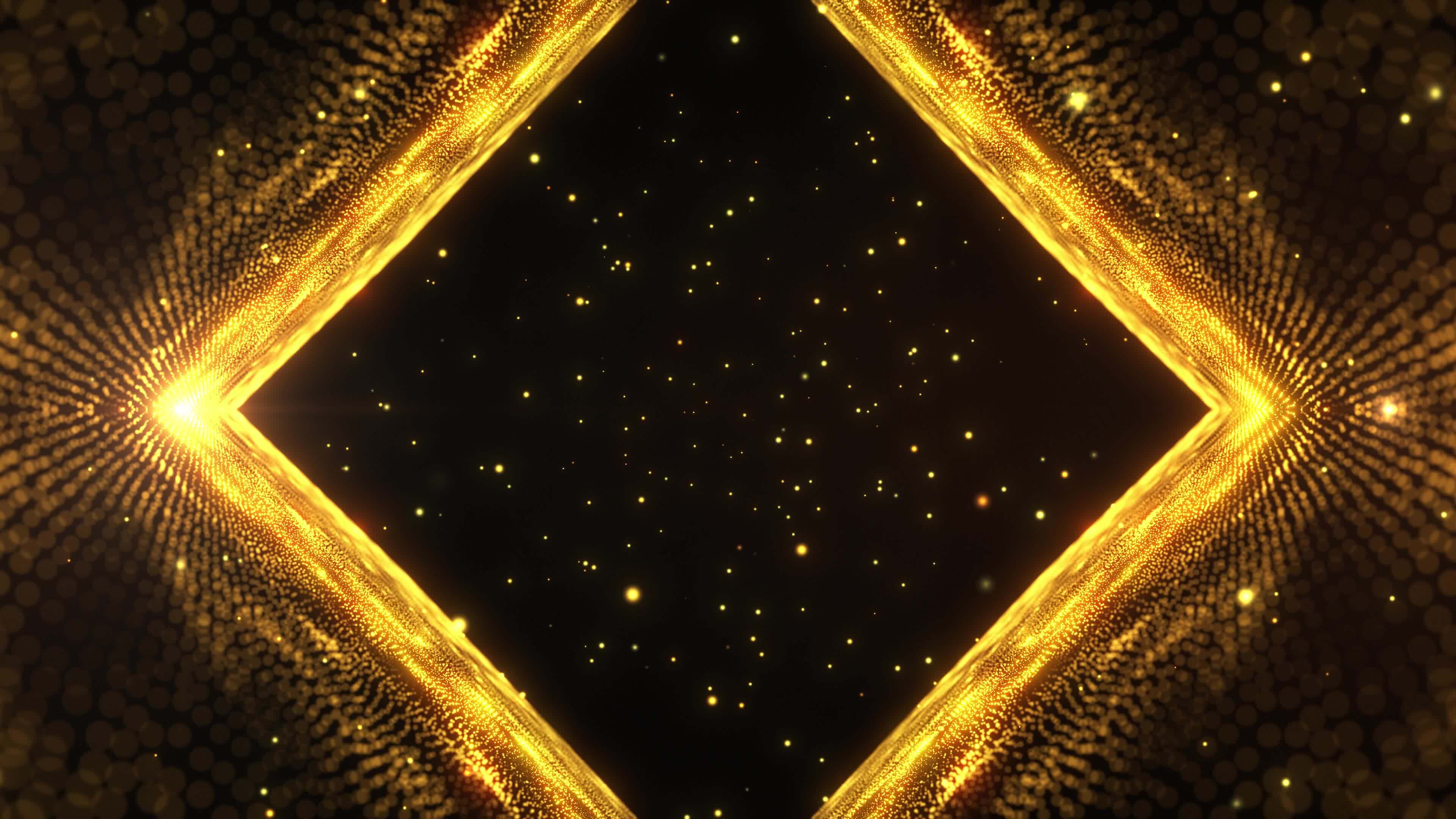 Abstract Digital Dynamic Particle Waves With Flying Particles And Light