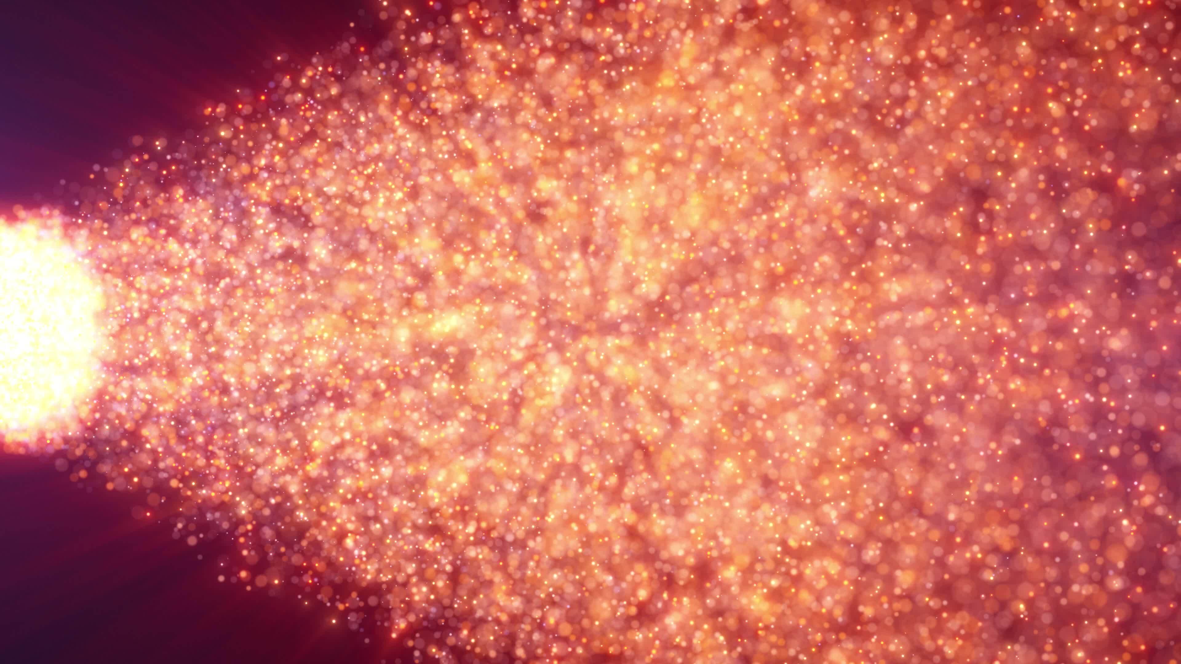 Animation Of Abstract Glowing Glitter Particles Flight Of Bright Light
