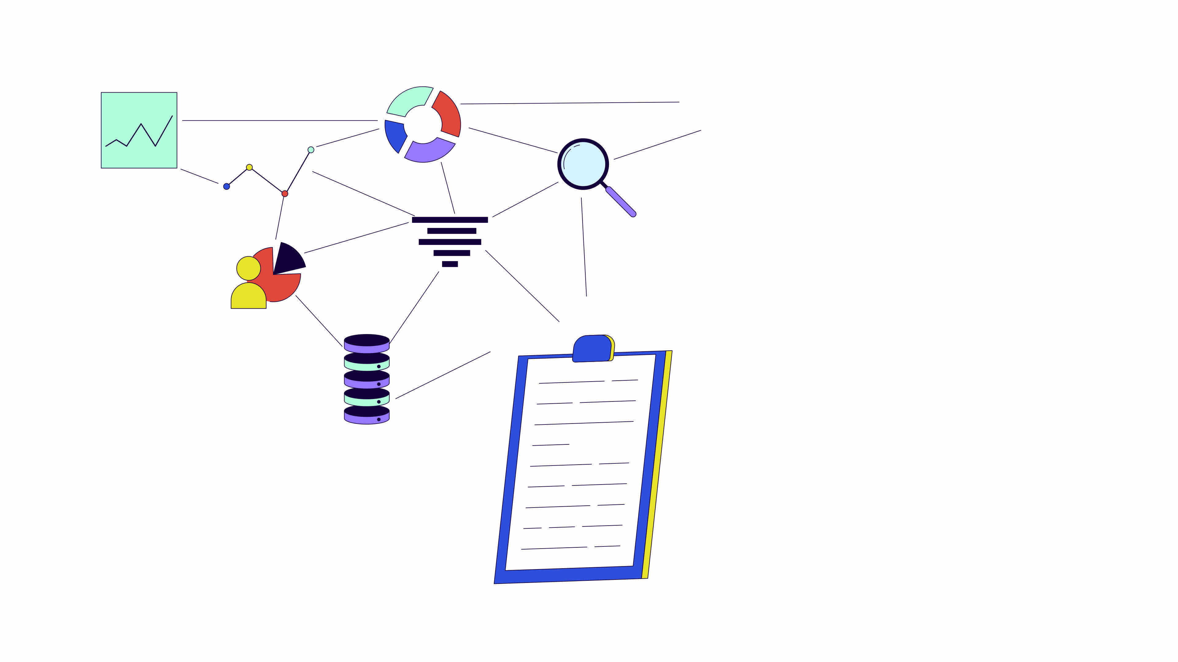 Clipboard data analytics line 2D object animation. Chart graphs ...