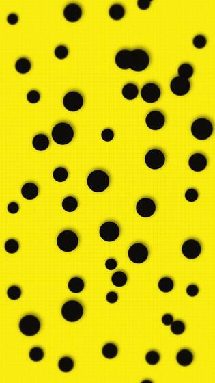 Vertical - trendy abstract motion background animation with gently moving black dots on a yellow ...