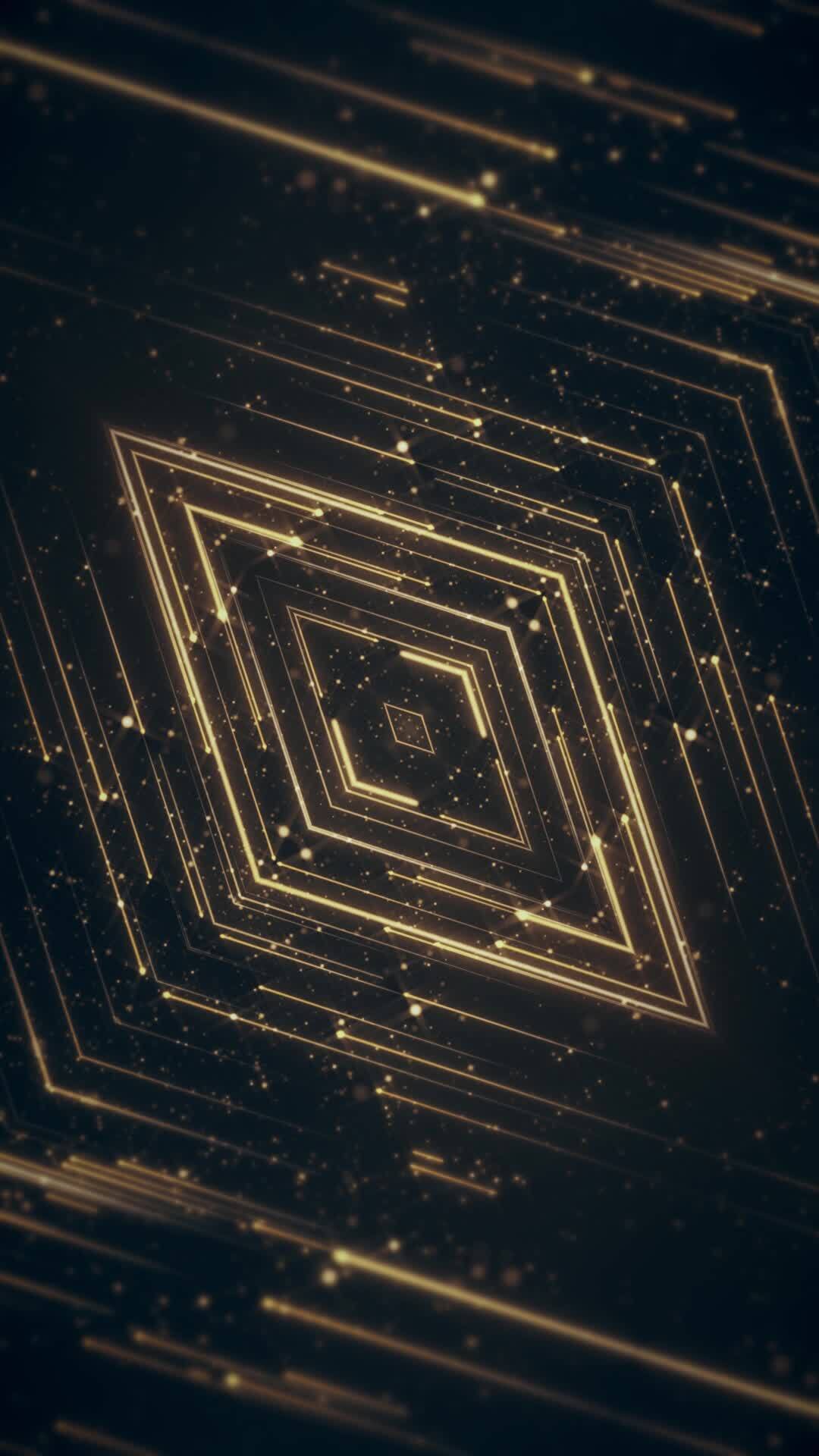 Vertical - background animation with glittering shiny gold particles and shooting golden stars ...