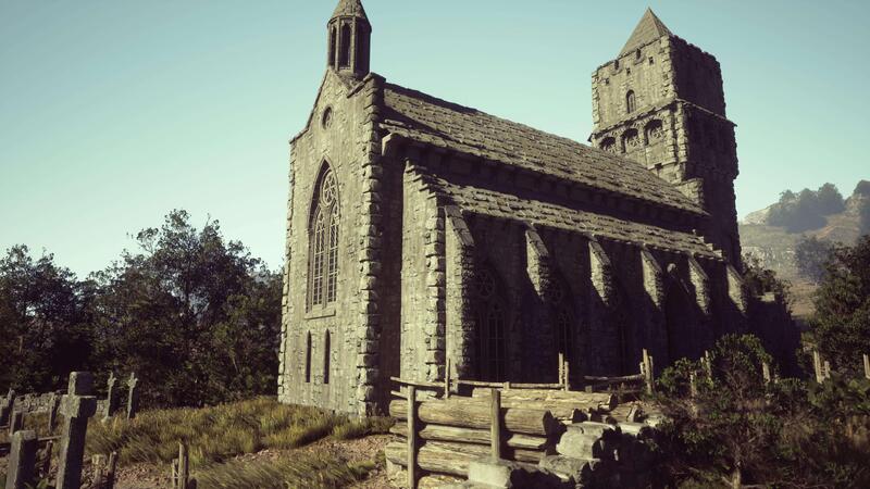 The old Christian church is built of Basalt