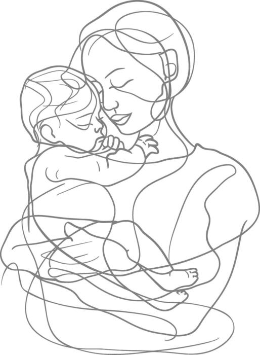 Mother And Baby Line Art Vector Art, Icons, and Graphics for Free Download