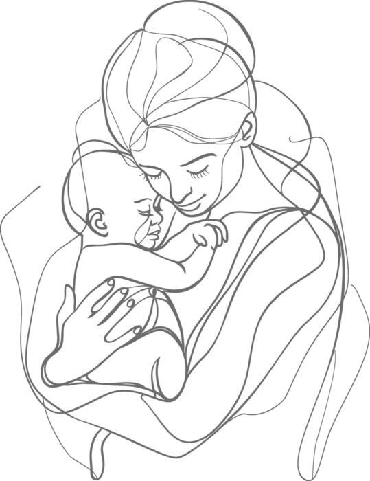 Mother And Baby Line Art Vector Art, Icons, and Graphics for Free Download