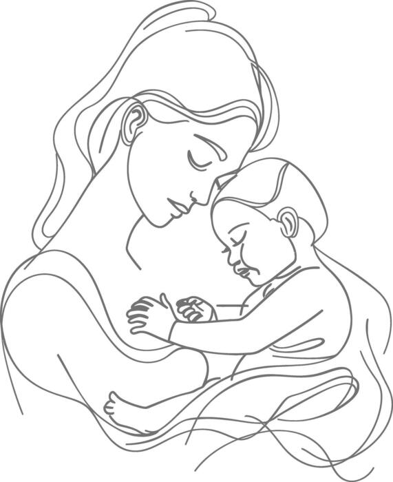 Mother And Baby Line Art Vector Art, Icons, and Graphics for Free Download