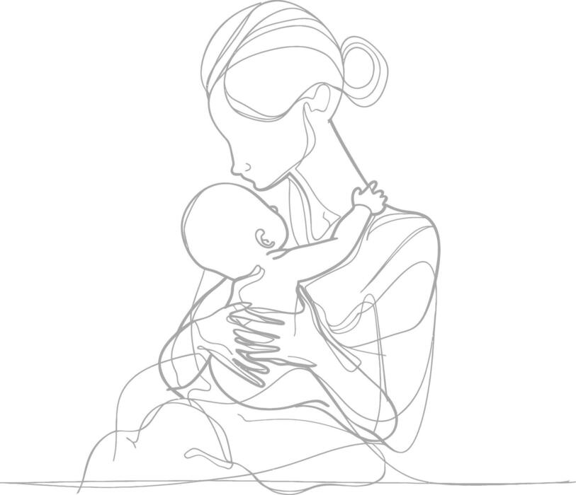 Mother And Baby Line Art Vector Art, Icons, and Graphics for Free Download