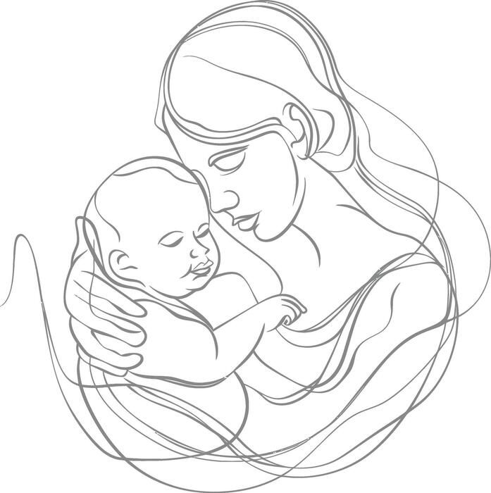 Mother And Baby Line Art Vector Art, Icons, and Graphics for Free Download