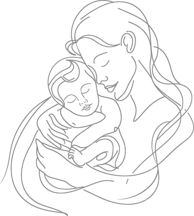 Mother And Baby Line Art Vector Art, Icons, and Graphics for Free Download