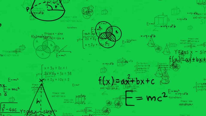 Math science formula equation calculation black handwriting text loop animation overlay effect ...