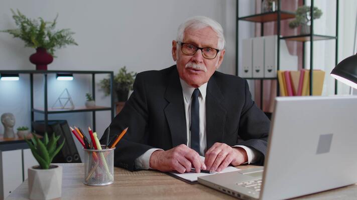 Old Man Using Computer Stock Video Footage for Free Download