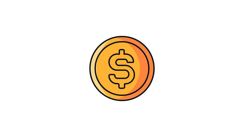 Animated coin icon in Colored Outline Style, transparent background ...