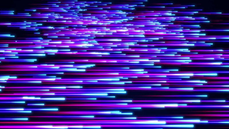 Abstract Digital Background With Glowing Neon Particle Lines Movement Of A Stream Of Luminous