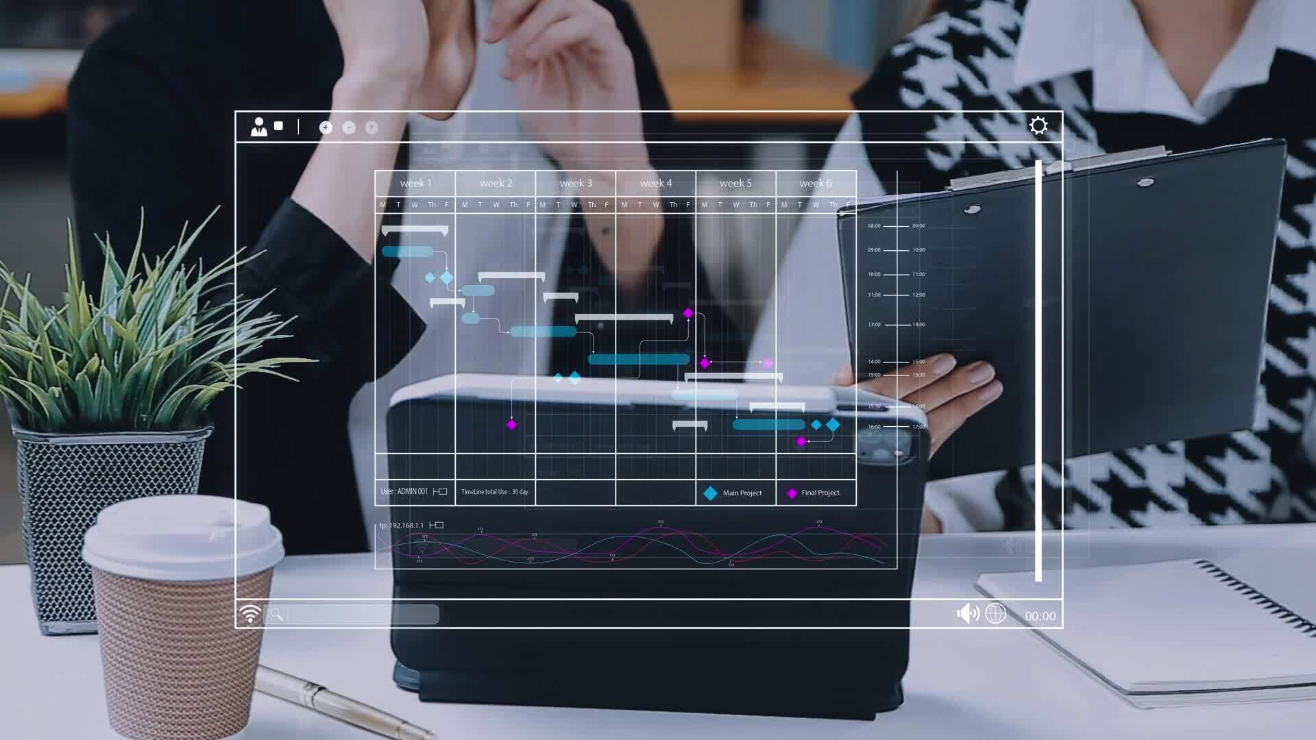 Project Manager Working With Gantt Chart Schedule To Plan Tasks And