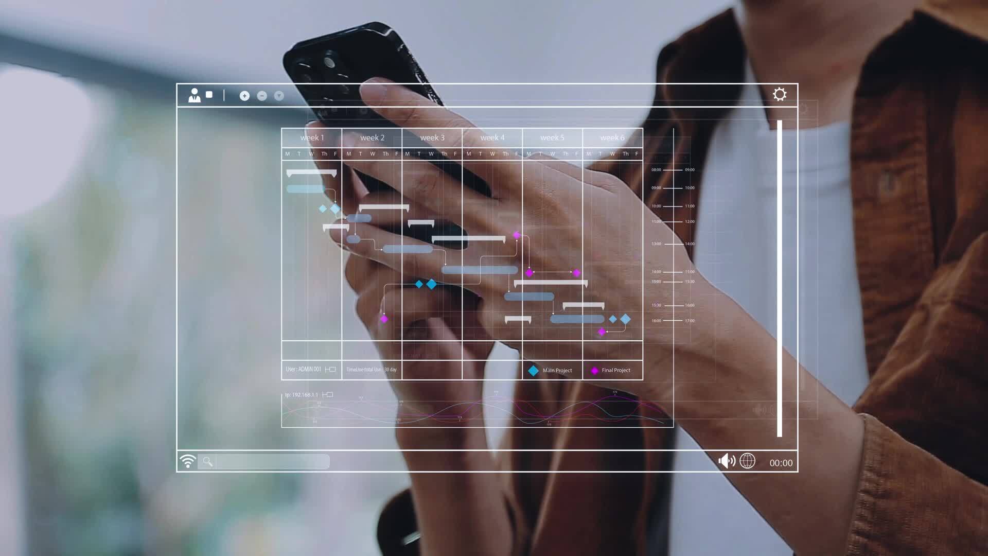 Project Manager Working With Gantt Chart Schedule To Plan Tasks And