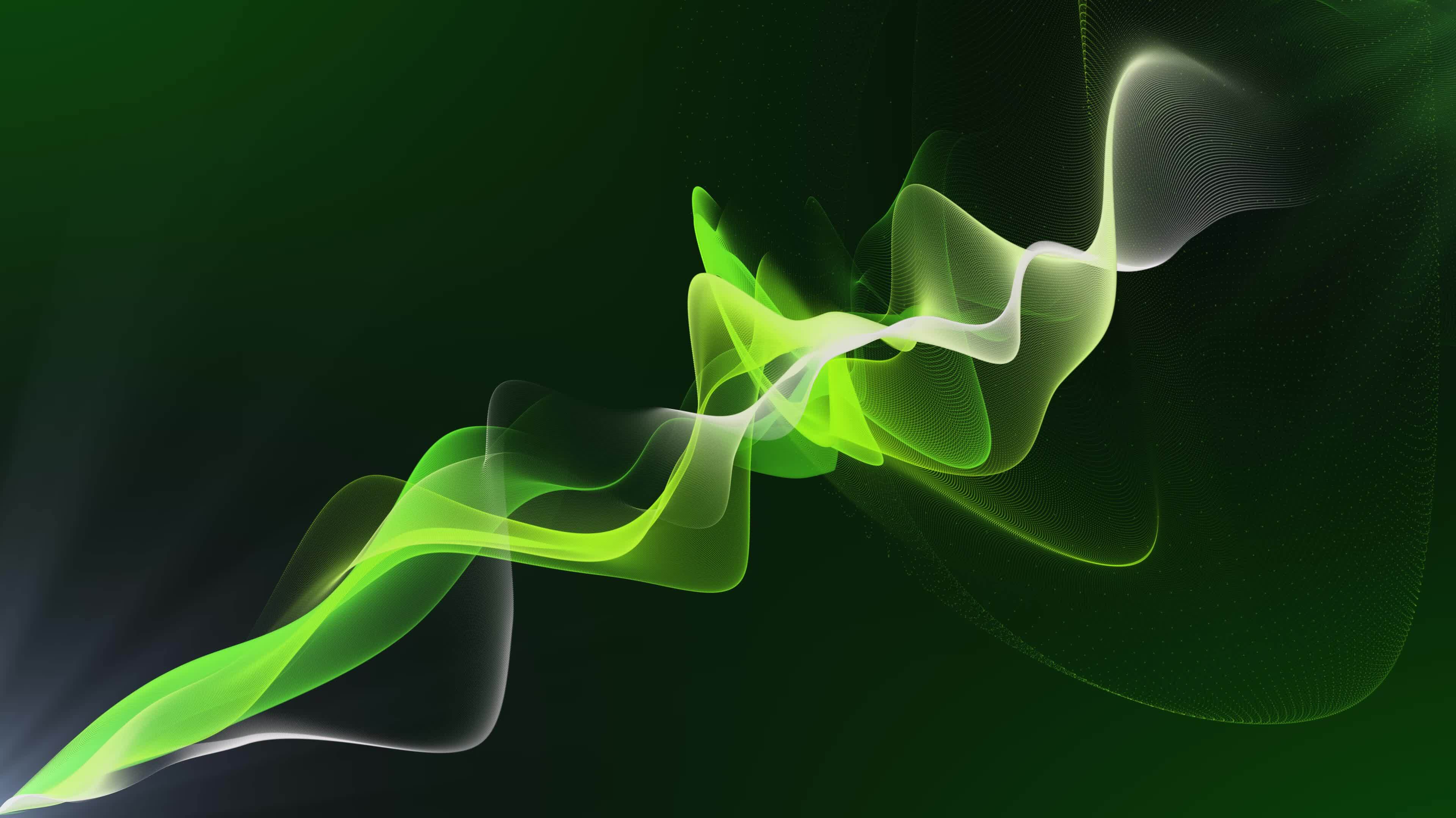 Abstract background with smoothly floating green waves , motion graphics . Seamless loop ...