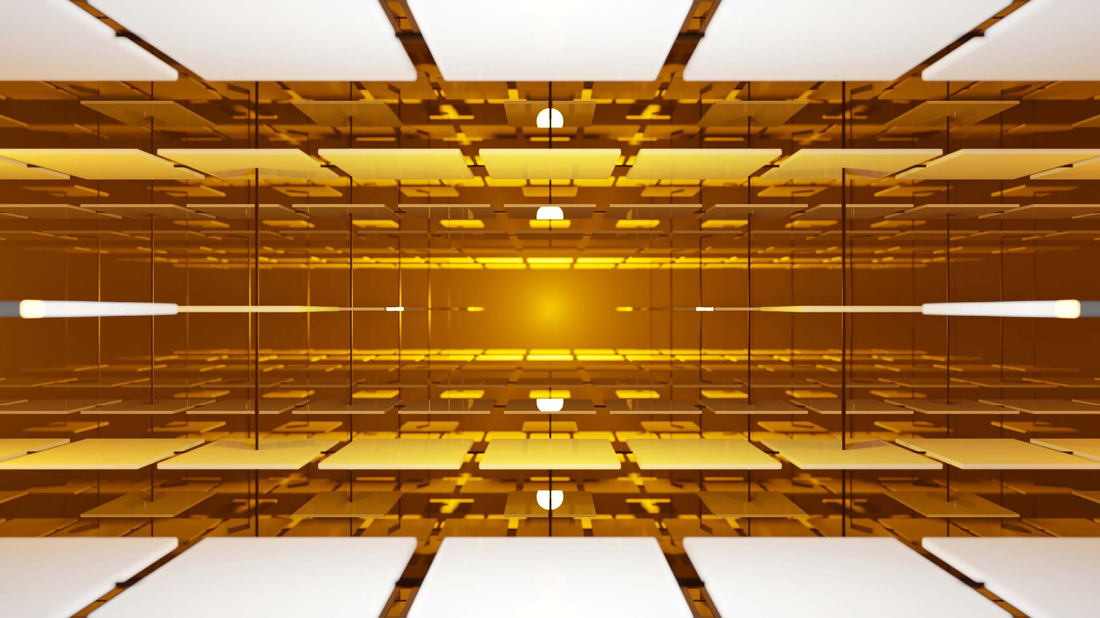 Vj Loop Abstract Motion Background 3d Luxury Golden Light Tunnel And