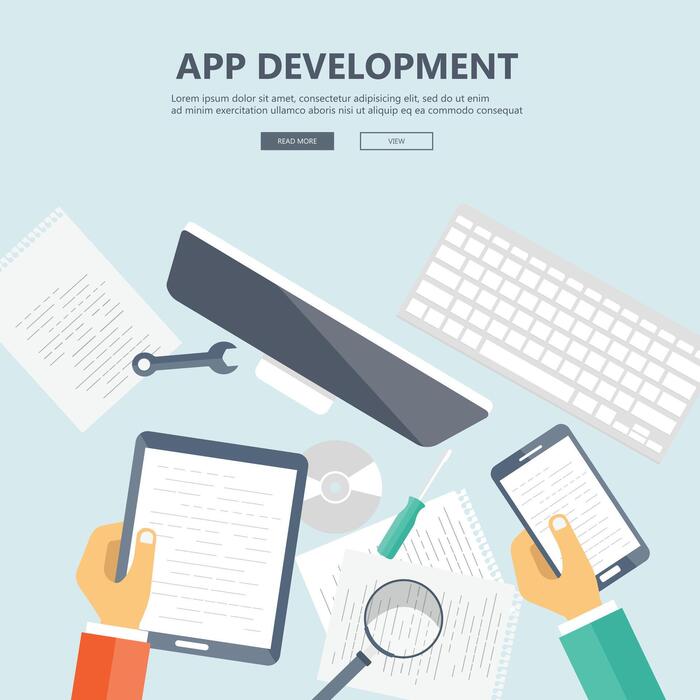 Mobile App Development Banner Vector Art, Icons, and Graphics for Free ...
