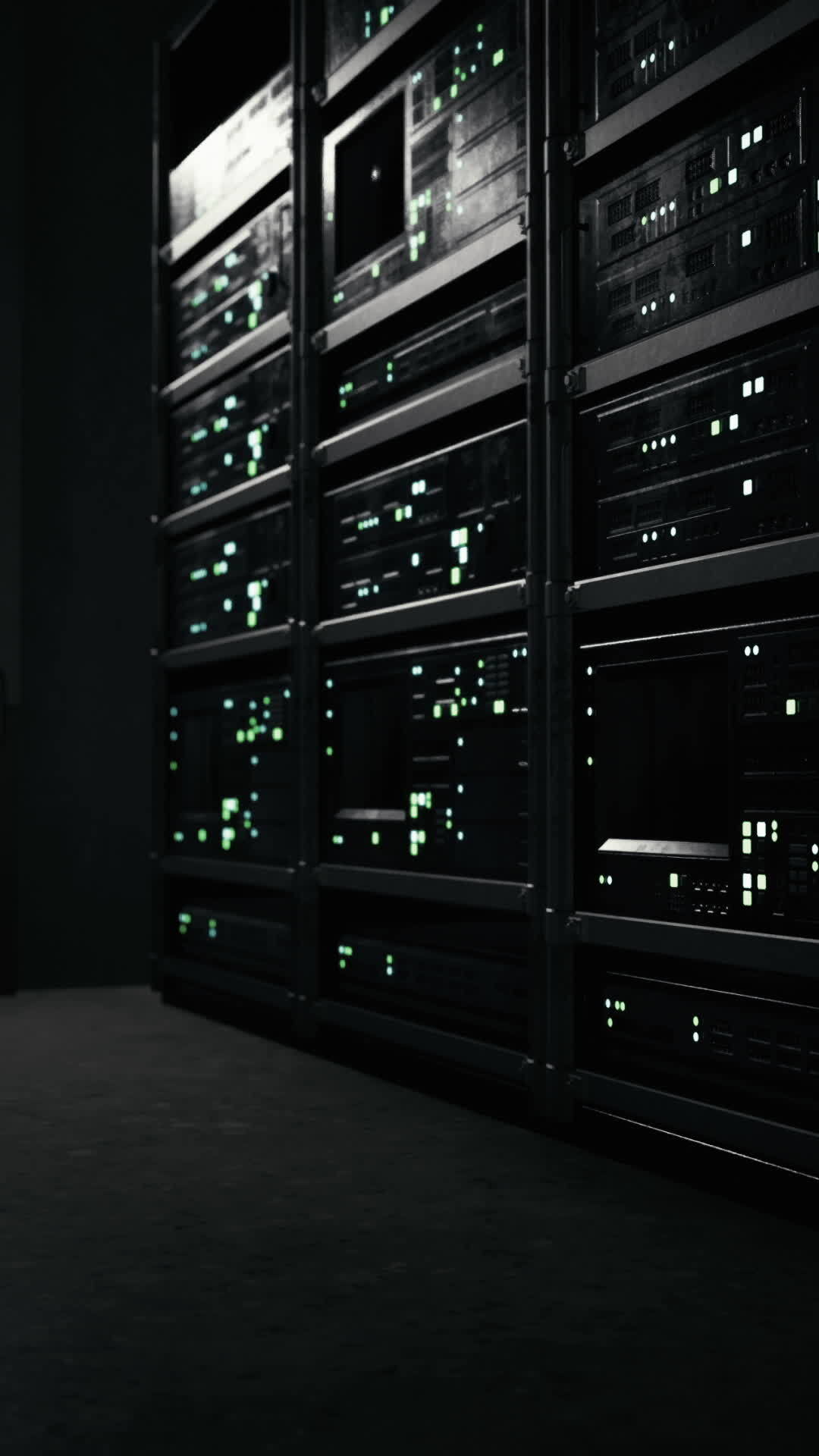 Data Center With Multiple Rows Of Fully Operational Server Racks