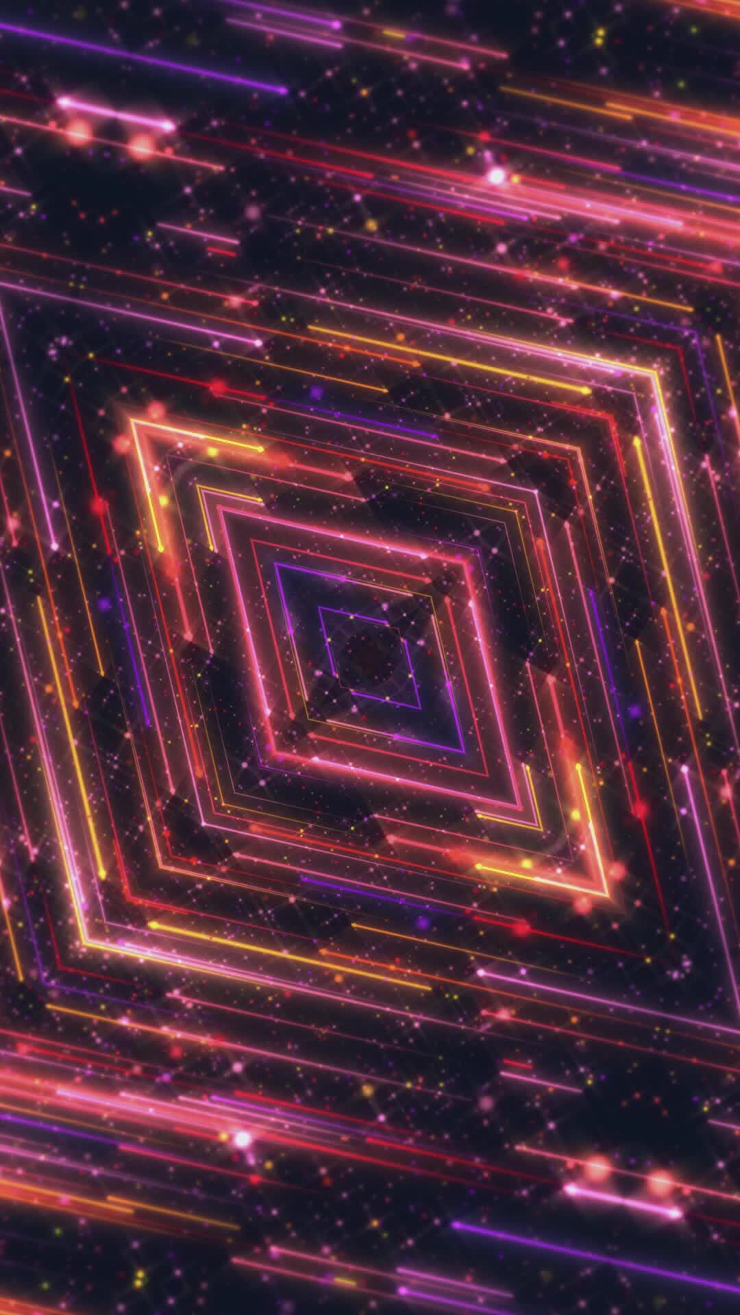 Vertical - abstract background animation with glittering shiny colorful particles and shooting ...