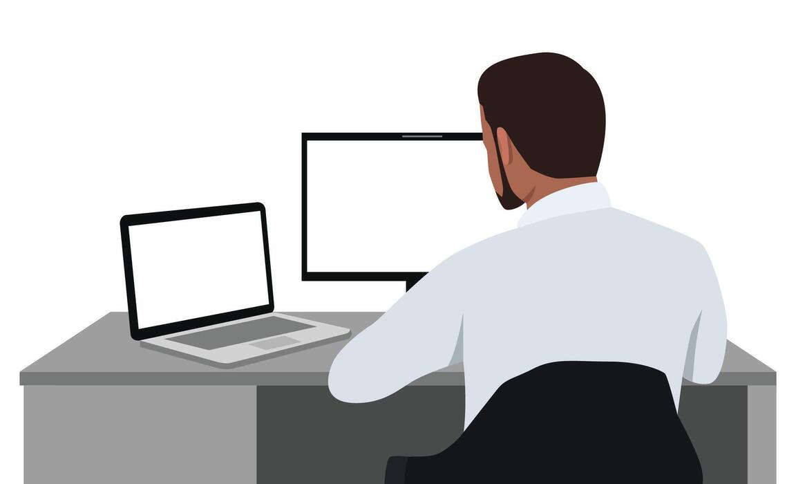 Man Using Computer Vector Art, Icons, and Graphics for Free Download