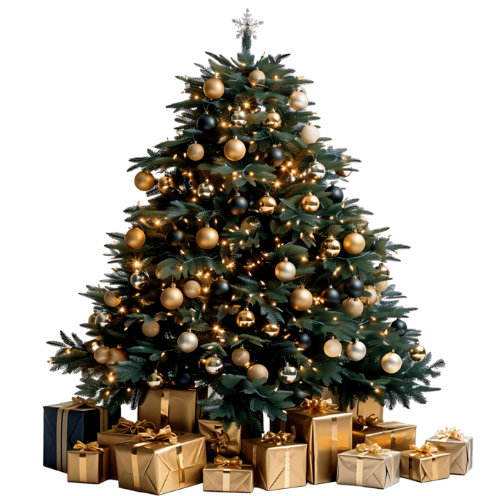 Golden Christmas Tree PNGs for Free Download