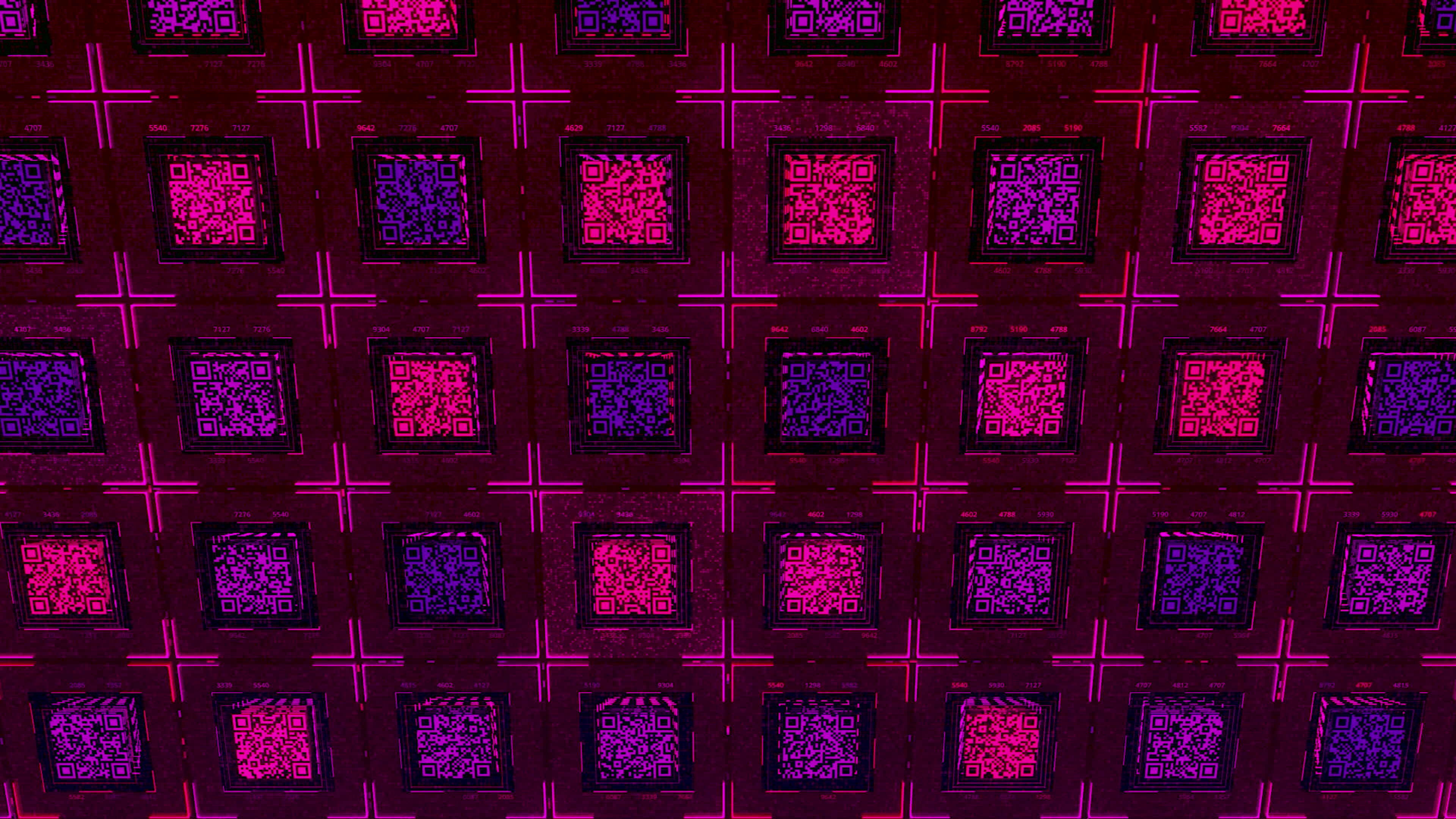 Global Online Data And Technologies Concept Animation Abstract Glowing Rows Of Many Small Qr