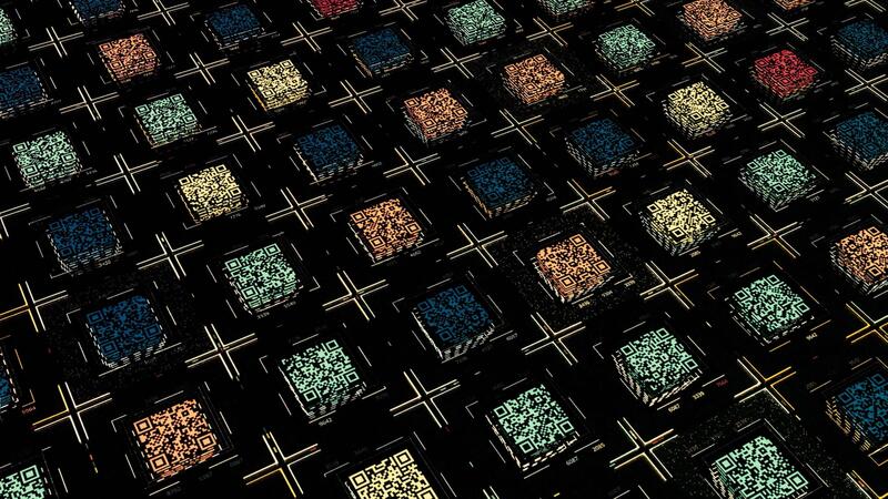 QR code abstract technology background, seamless loop. Animation. 3D ...