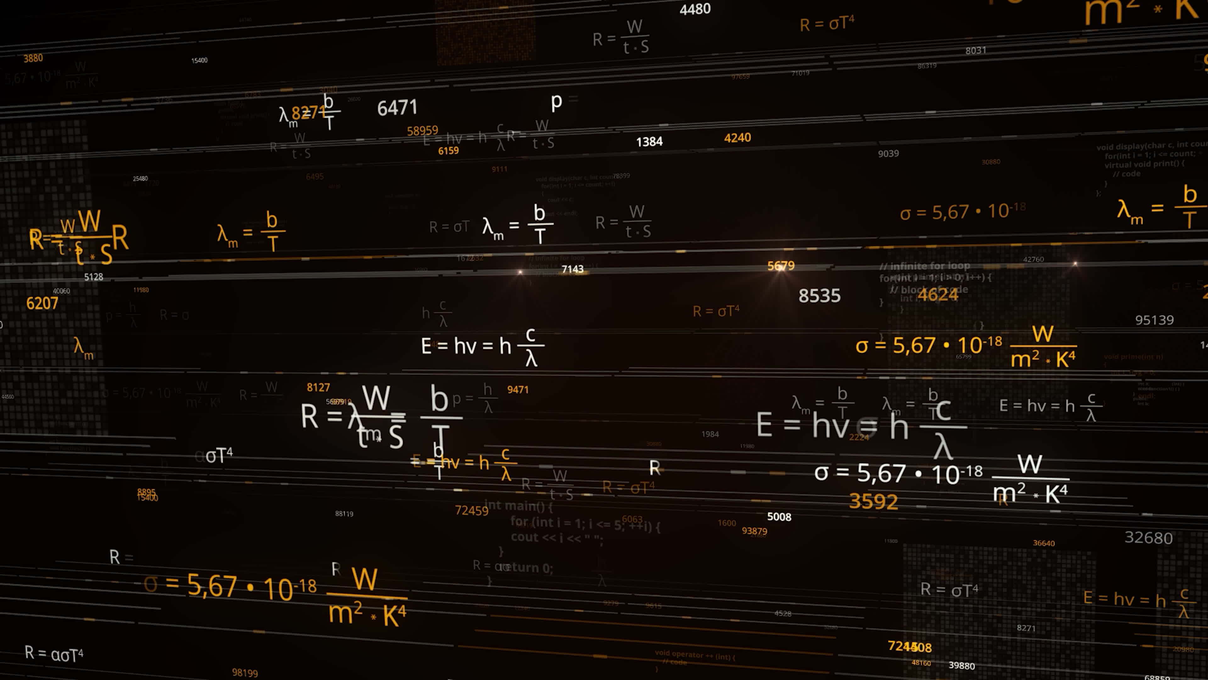 Appearing mathematical formulas on black background. Animation. Mathematical formulas and ...
