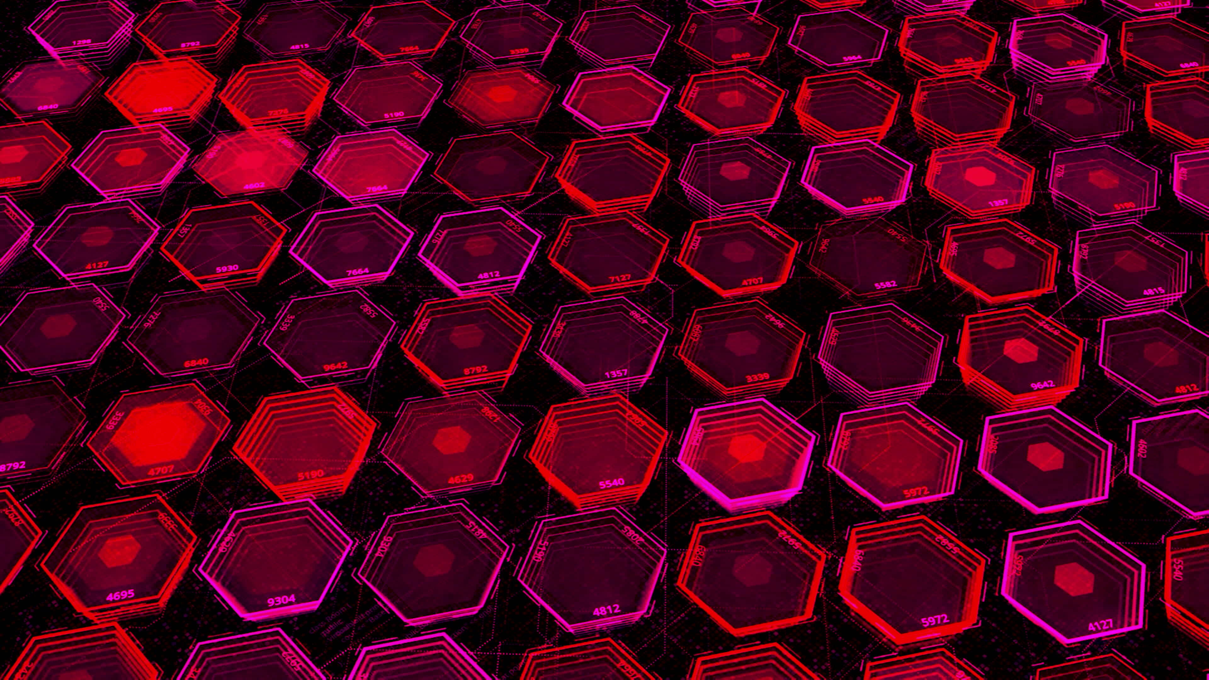 Abstract dark blue hexagons, random motion background. Animation. Neon colored geometric shapes ...