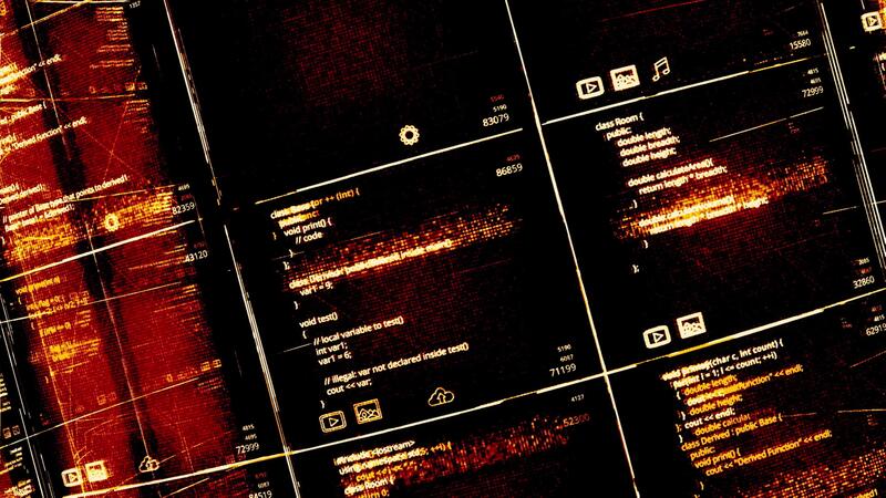 Abstract visualization of AI software development, seamless loop. Animation. Complex computer ...