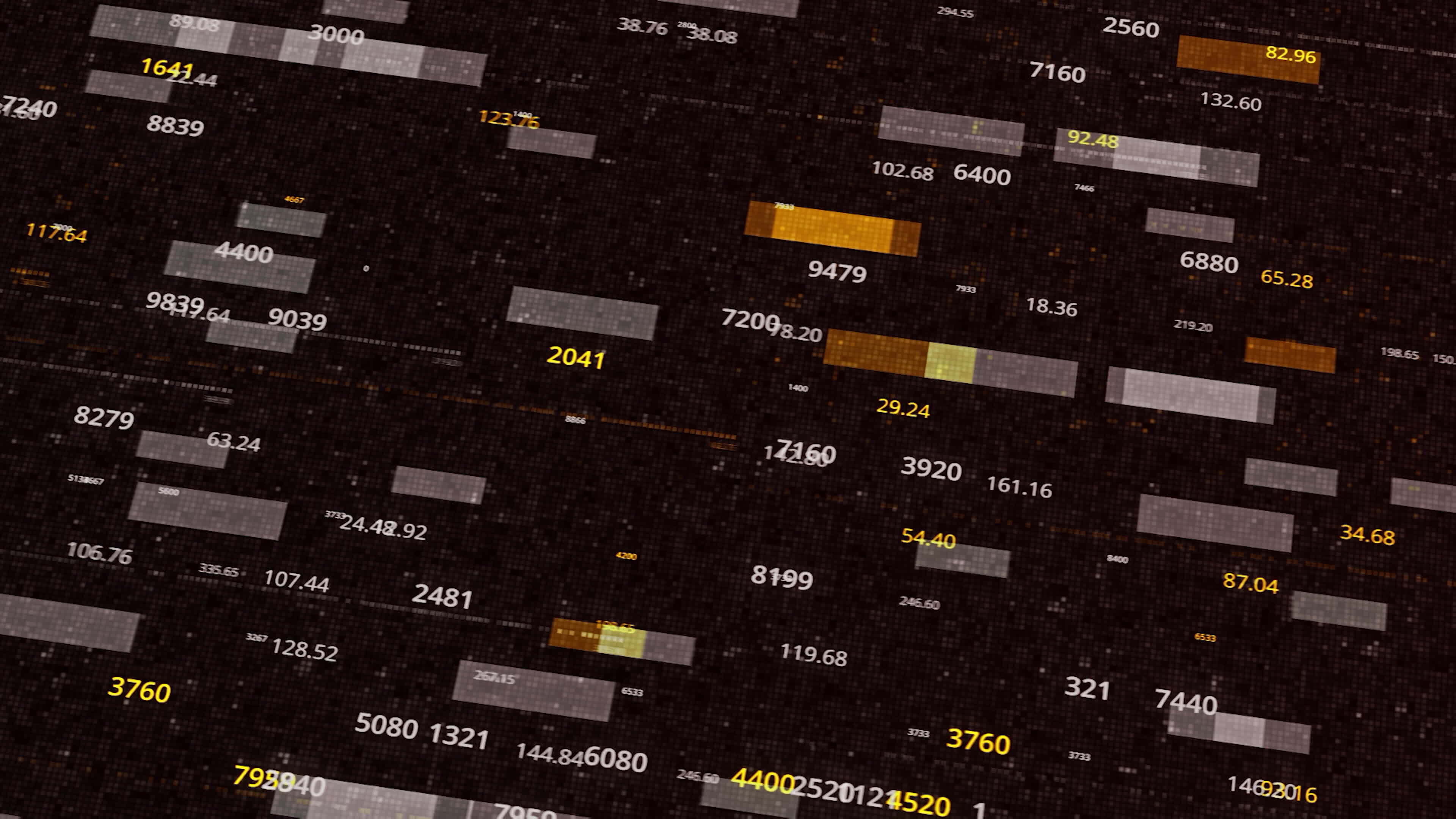 Small Blocks Of Data And Numbers Flowing On A Dark Background Seamless Loop Animation