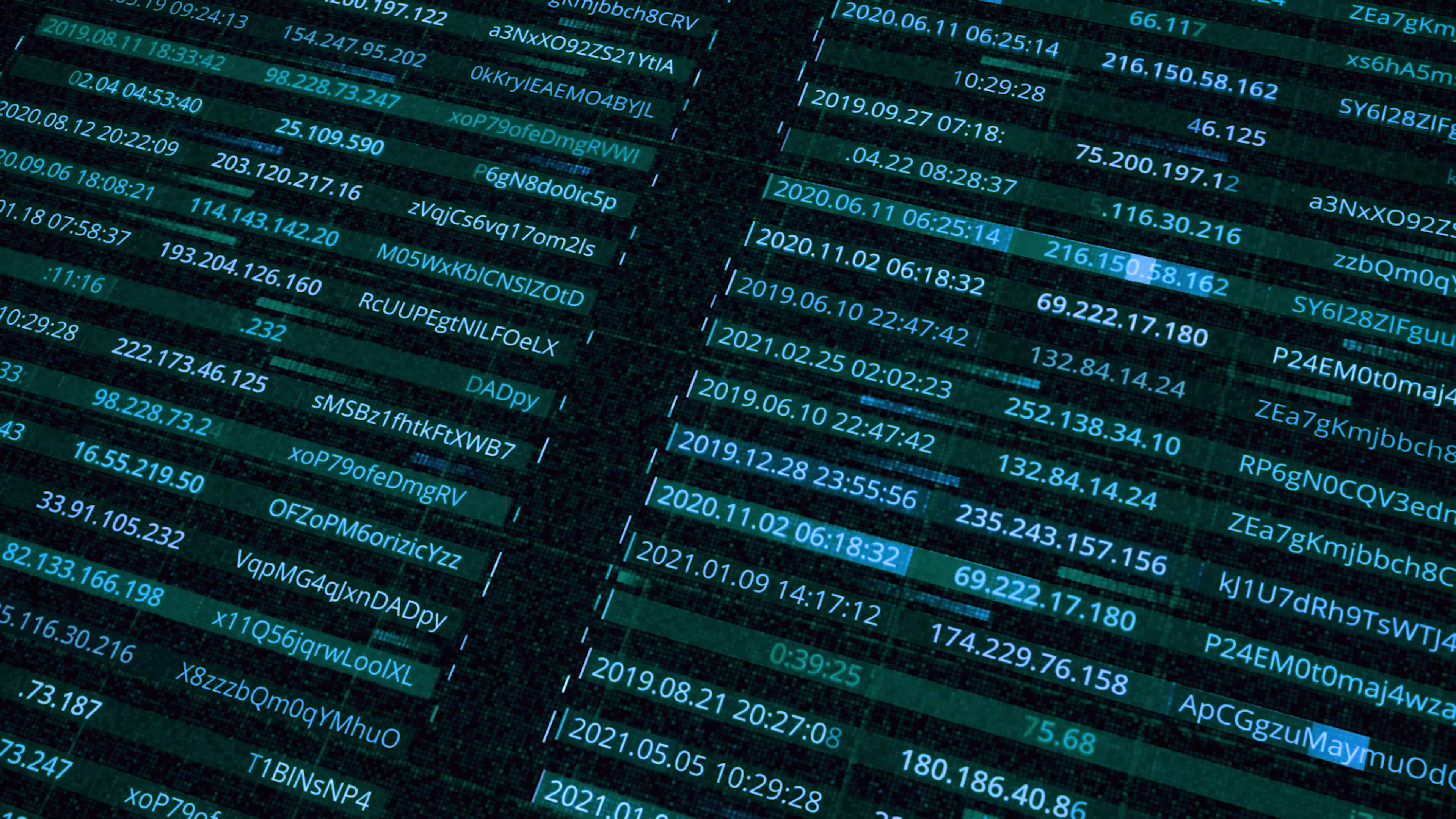 Data With Passwords And Ip Addresses Of Network Animation Rows With