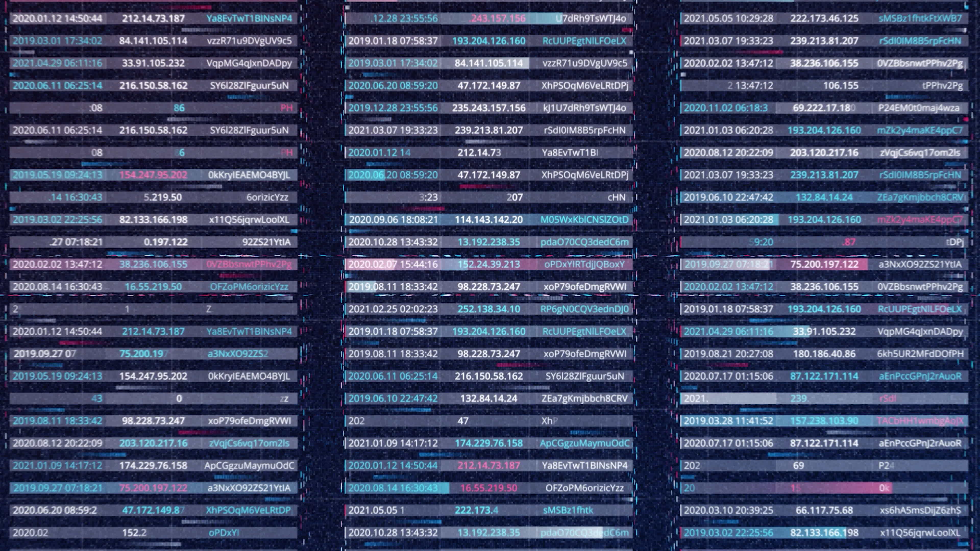 Strings With Passwords Animation Generating Vpn In Computer Database Dates Addresses And