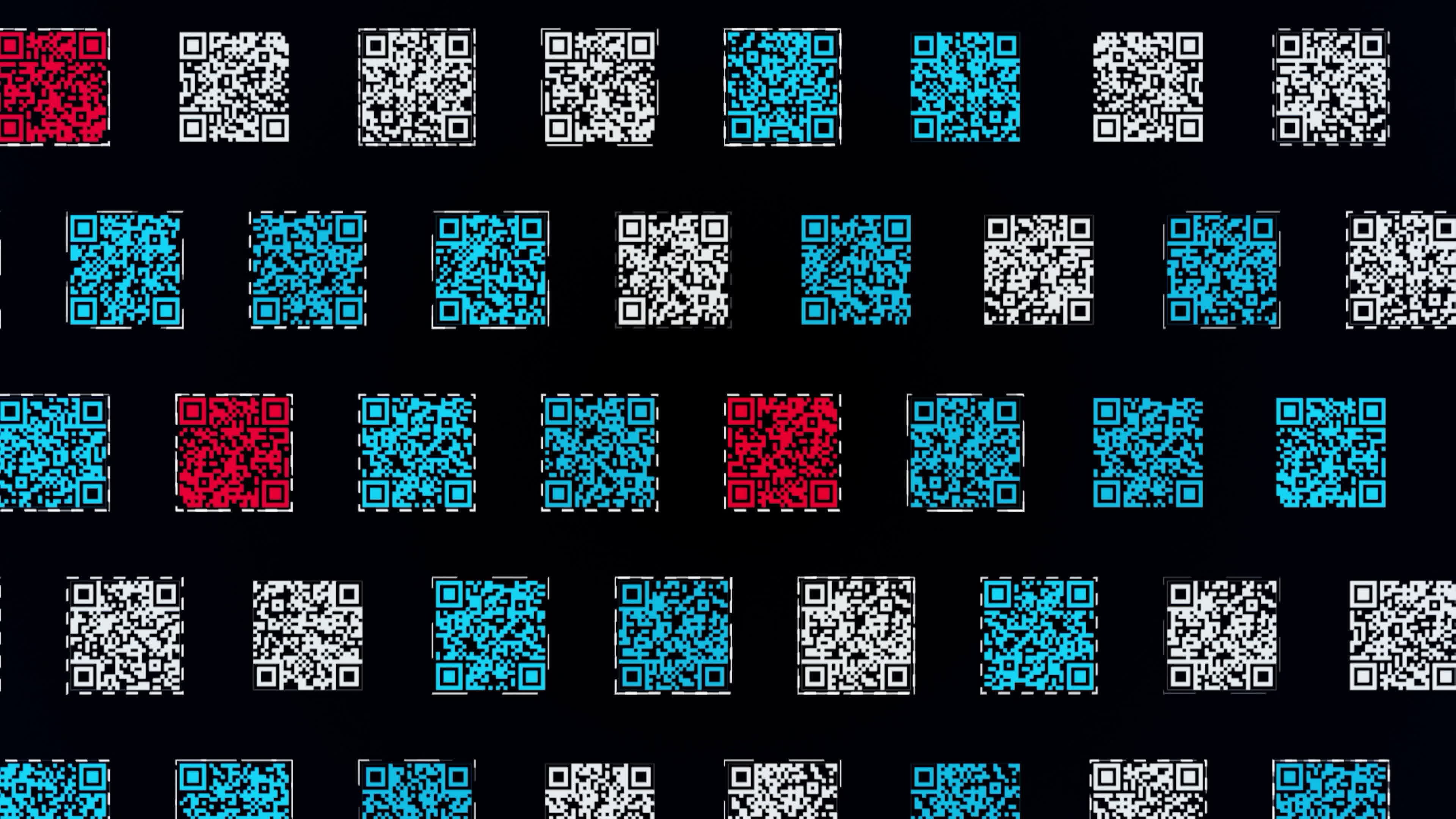 Colorful QR codes on black background. Animation. rows of codes move ... Colorful QR codes on black background. Animation. rows of codes move ...