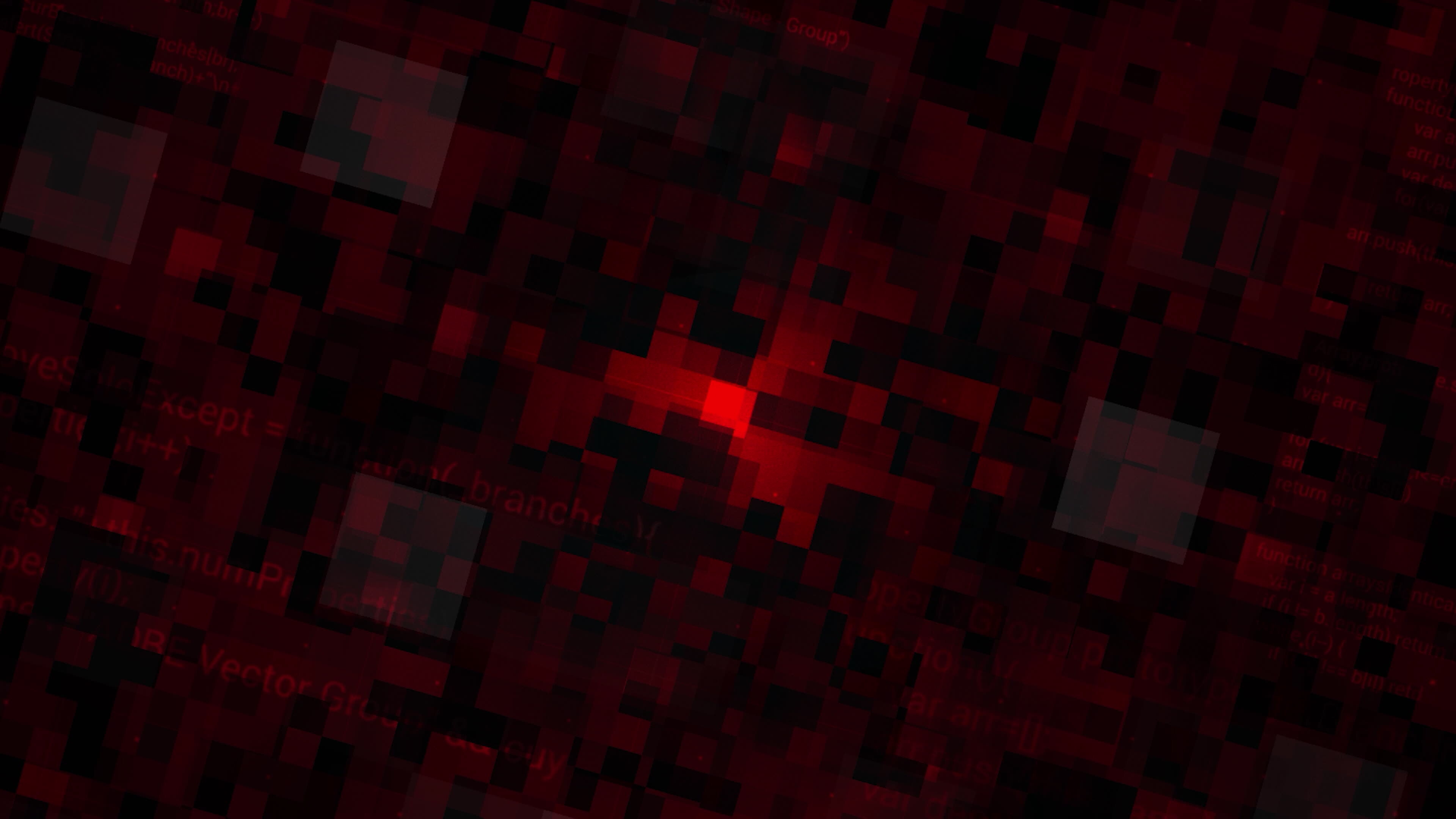 Abstract field of randomly blinking big pixels on a dark background ...