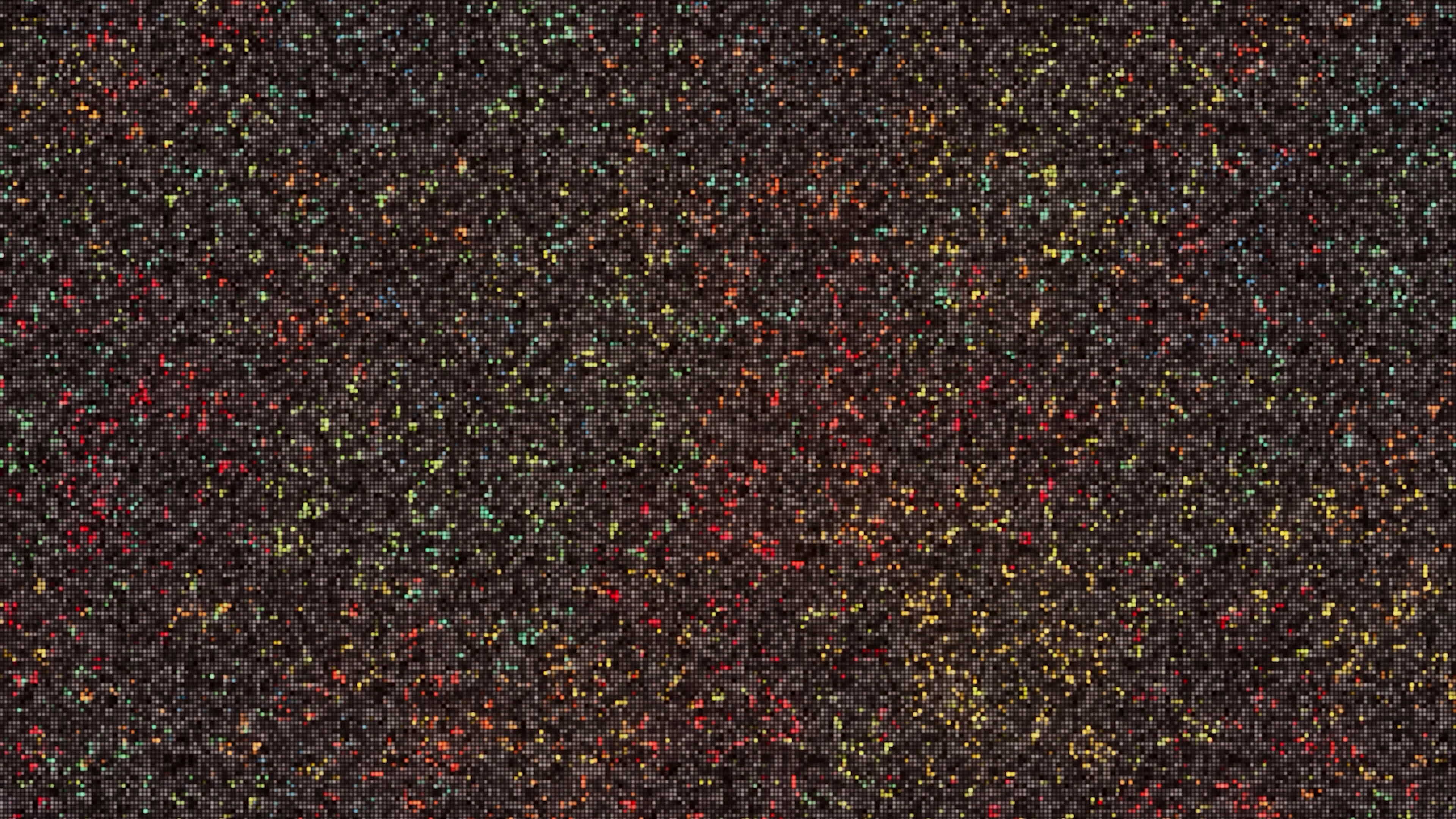 Abstract mosaic texture with blinking and flowing colorful particles ...